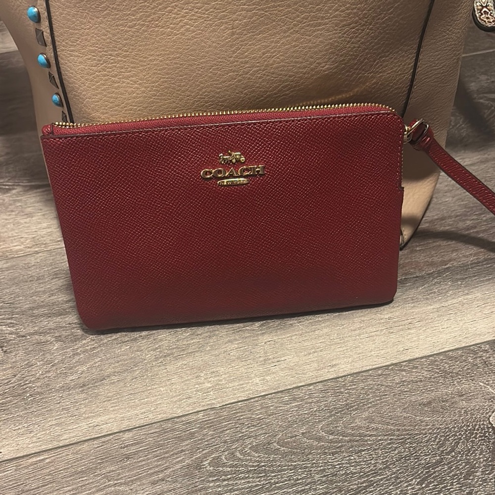 Coach Red Clutch With Minimalist Design And Luxurious… - Gem